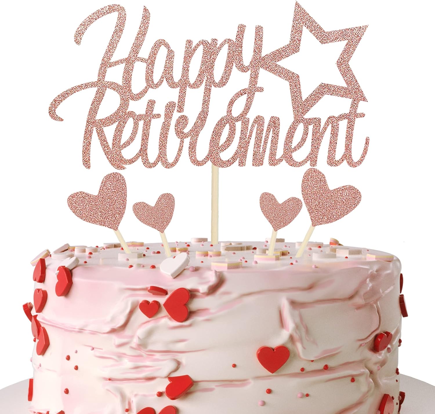 Siipoo Rose Gold Glitter Happy Retirement Cake Toppers Review